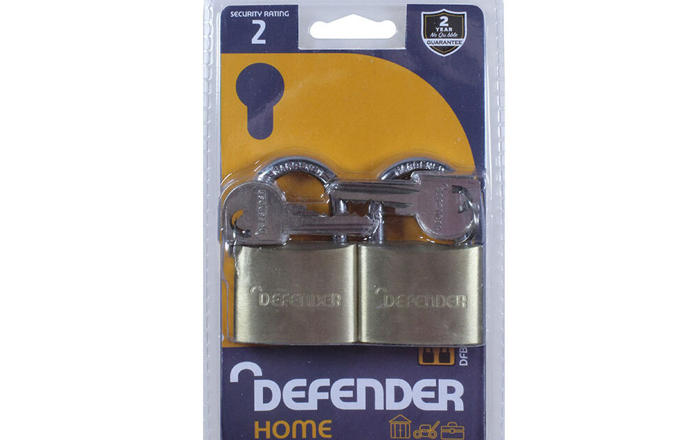 Defender 40mm Solid Brass Padlock Twin Pack – Homefix DIY