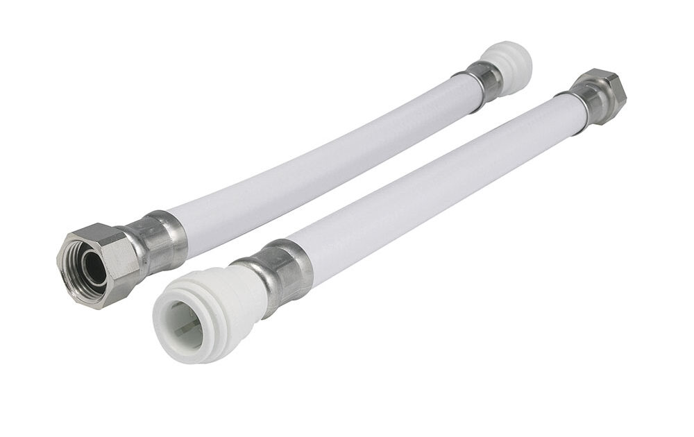 Speedfit × Union Nut Flexi Hose 15mm × 1⁄2″ BSP 300mm (White PVC) 2 ...