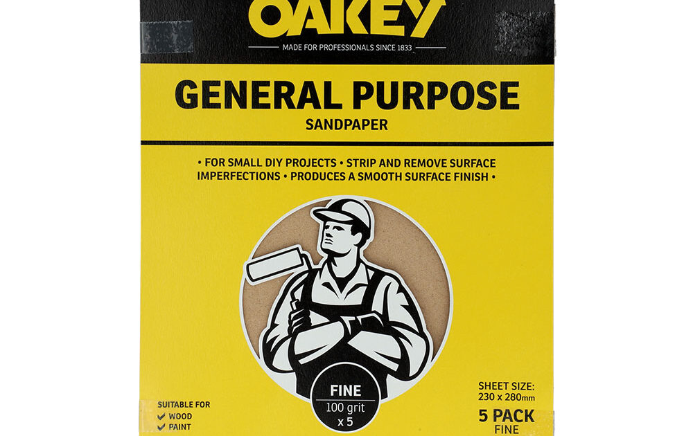 Oakey General Purpose Sandpaper P100 Fine 5 Pack – Homefix DIY