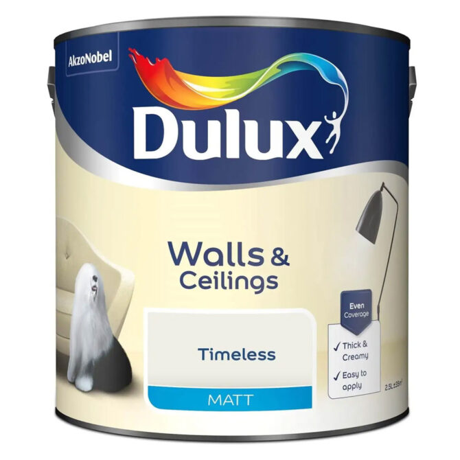 Dulux Walls & Ceilings Matt Timeless Paint 2.5lt – Homefix DIY