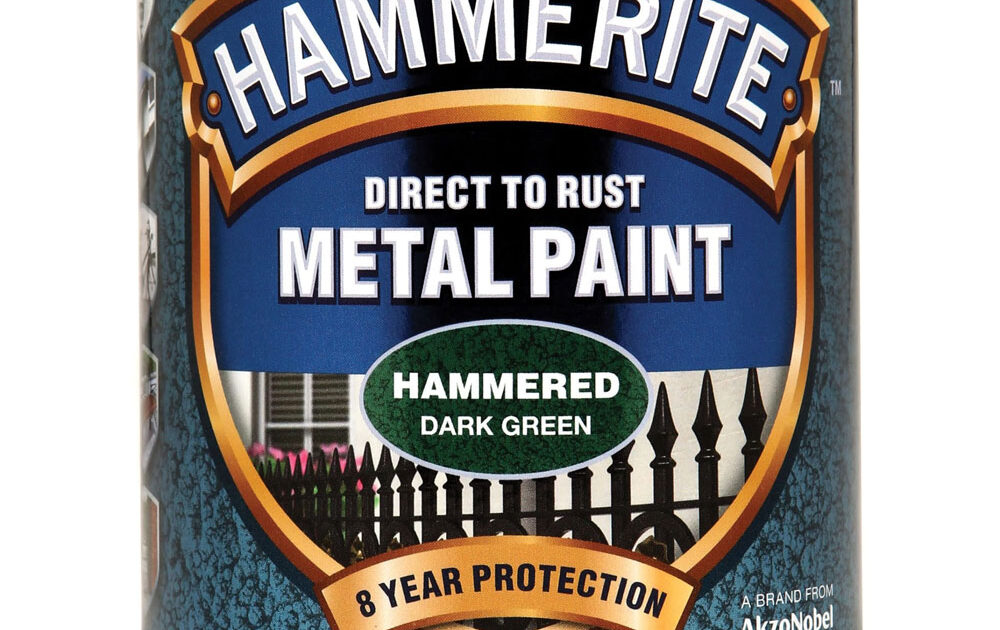 Hammerite Direct to Rust Metal Paint Hammered Dark Green 750ml ...
