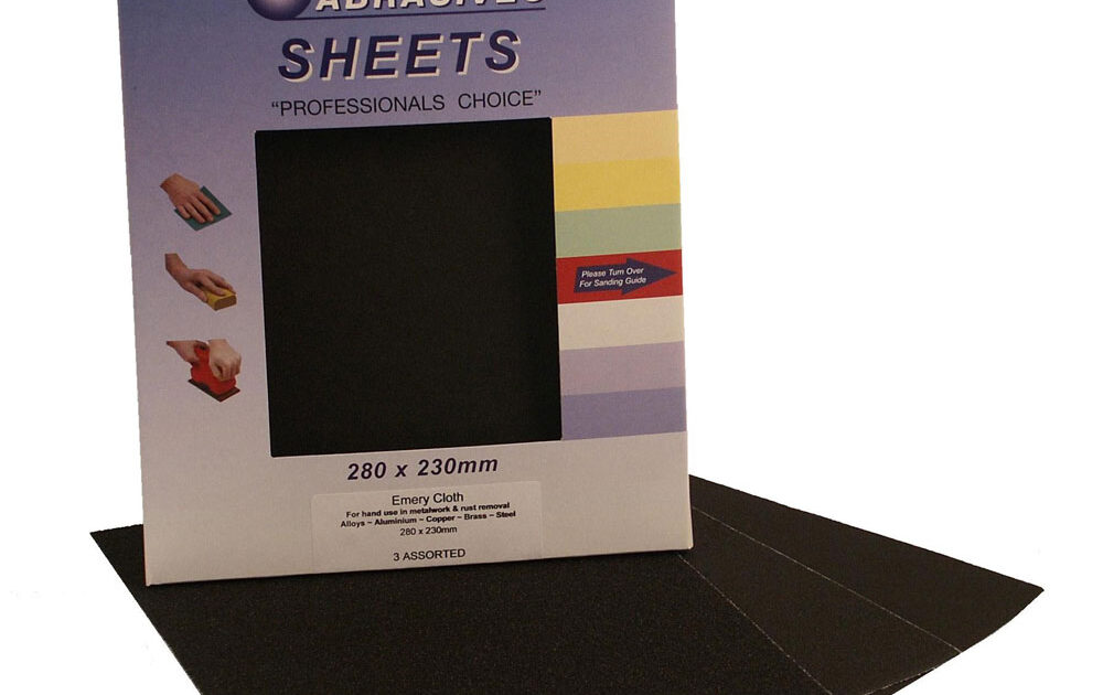 National Abrasives Emery Cloth 280 x 230mm 3 Sheets Coarse Grade ...