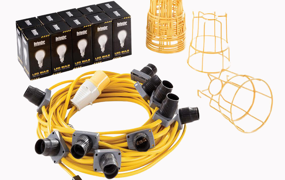 Defender 22M LED Festoon Kit – With 10 Holders ES Fittings 110V ...