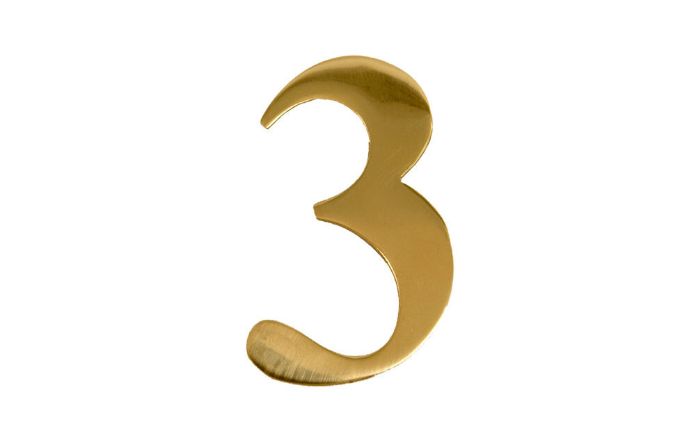 Intelligent Hardware Self-Adhesive Number 3 Gold Stainless Steel ...