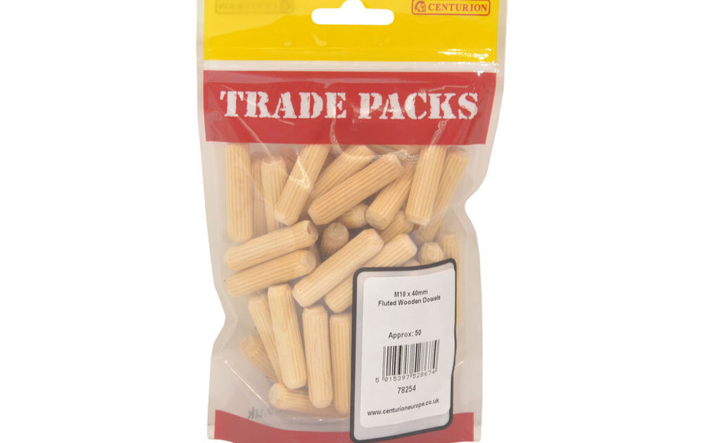 Centurion Trade Packs Fluted Wooden Dowels – Wood – M10 x 40mm (50 PK ...