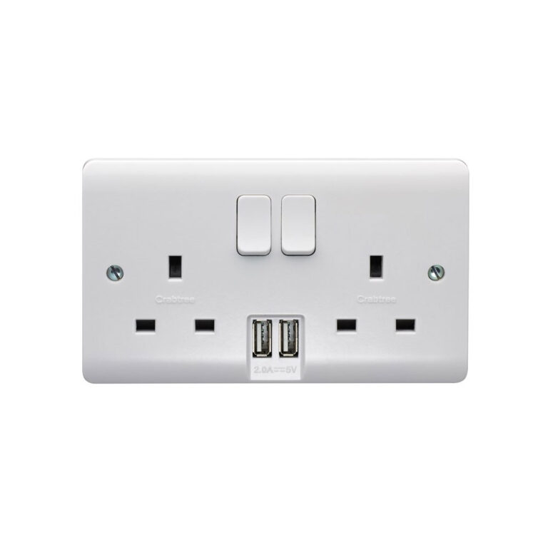 Crabtree 13A 2 Gang Single Pole Switched Socket Dual Earth – Homefix DIY