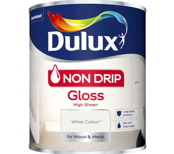Dulux Non Drip Gloss White Cotton Paint 750ml – Homefix DIY