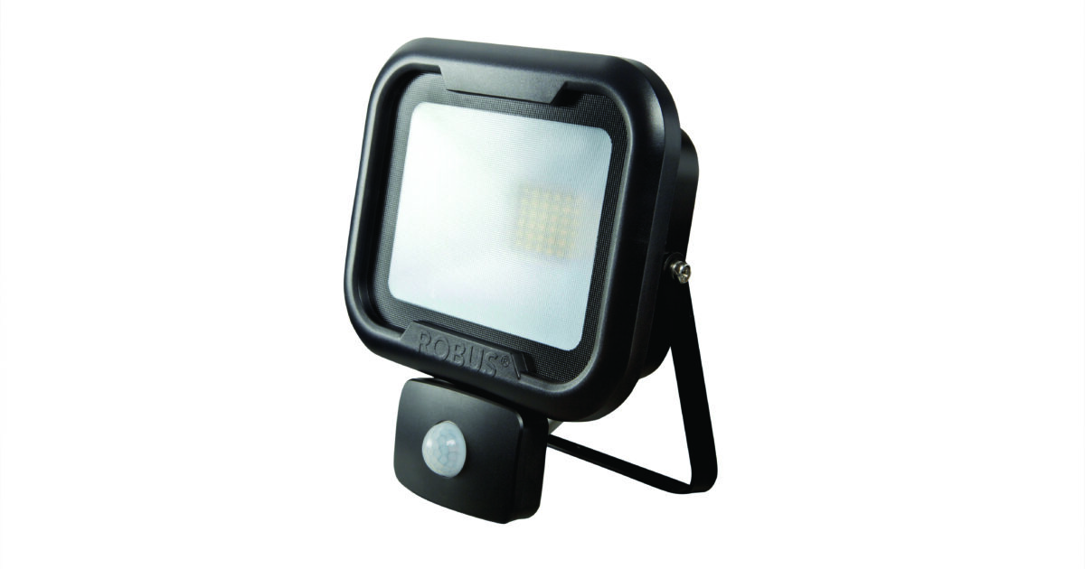 Robus Remy 20W 4000K Black LED Floodlight with PIR Sensor – Homefix DIY