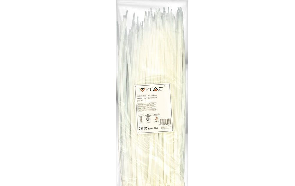 V-TAC CABLE TIE 4.5X300mm White100 1 – Homefix DIY